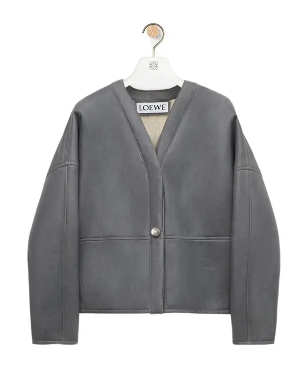 Loewe Pebble Leather Cardigan - Light Grey