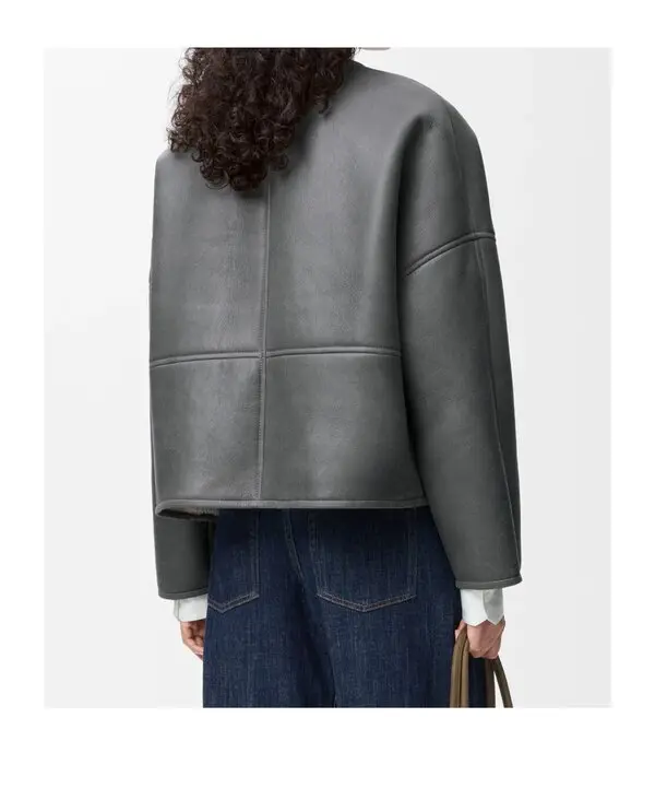Loewe Pebble Leather Cardigan - Light Grey