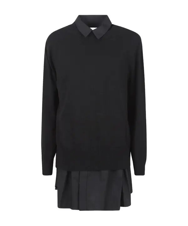 Sacai Long-sleeved Patchwork Dress