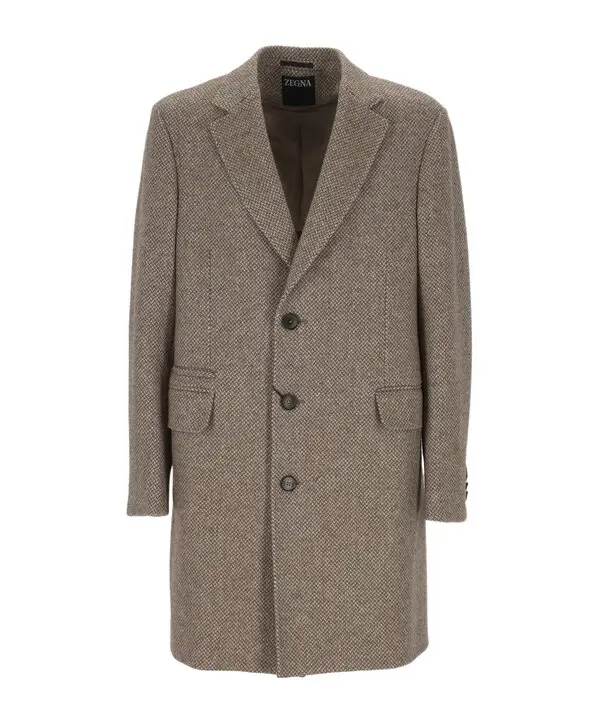 Zegna Single-breasted Herringbone Coat