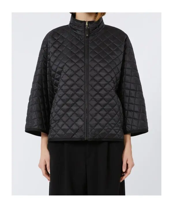 Max Mara Delfina Quilted High Neck Coat - Black