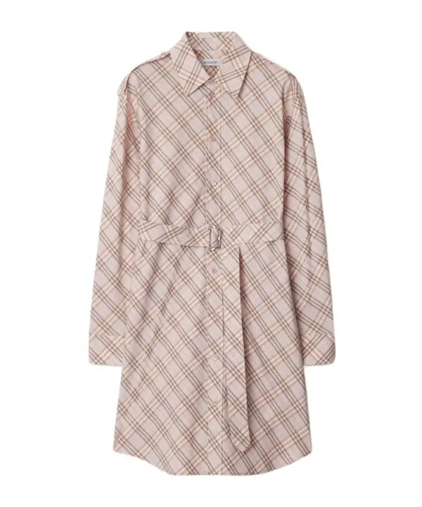 Burberry Checked Belted Waist Shirt Dress