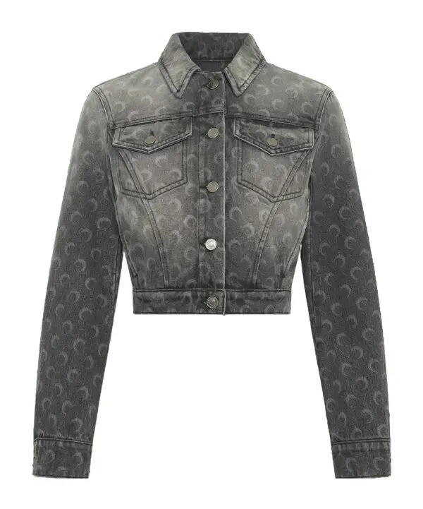 MARINE SERRE Moon Laser Cropped Jacket - Black