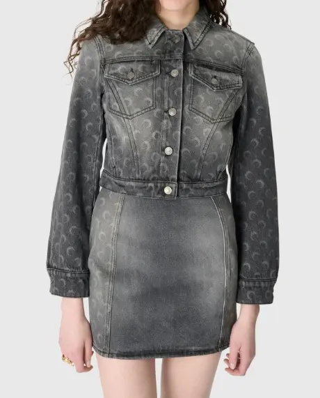 MARINE SERRE Moon Laser Cropped Jacket - Black