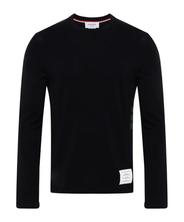 Thom Browne Logo Patch Crewneck Jumper - Blue