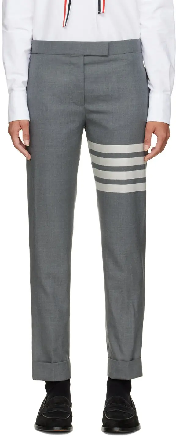 Thom Browne Grey 4-bar Tailored Cropped Pants - Medium Gray