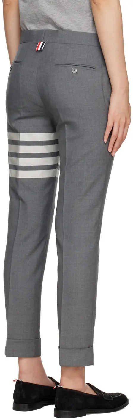 Thom Browne Grey 4-bar Tailored Cropped Pants - Medium Gray