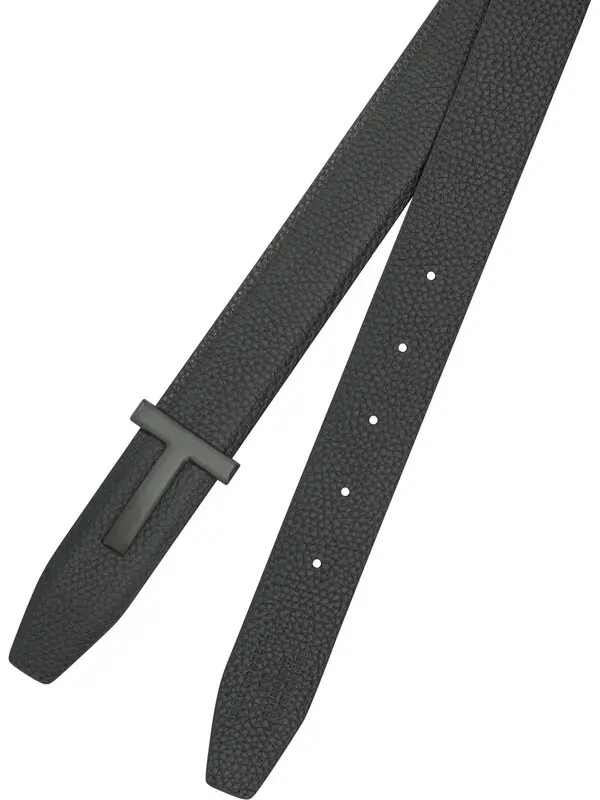 TOM FORD T Buckle Leather Belt - Green