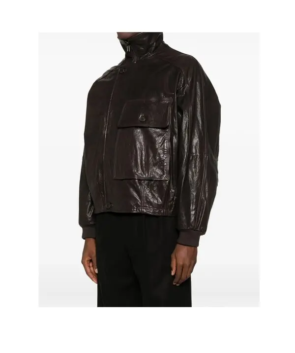 Emporio Armani Patch-pocket Leather Jacket - Black