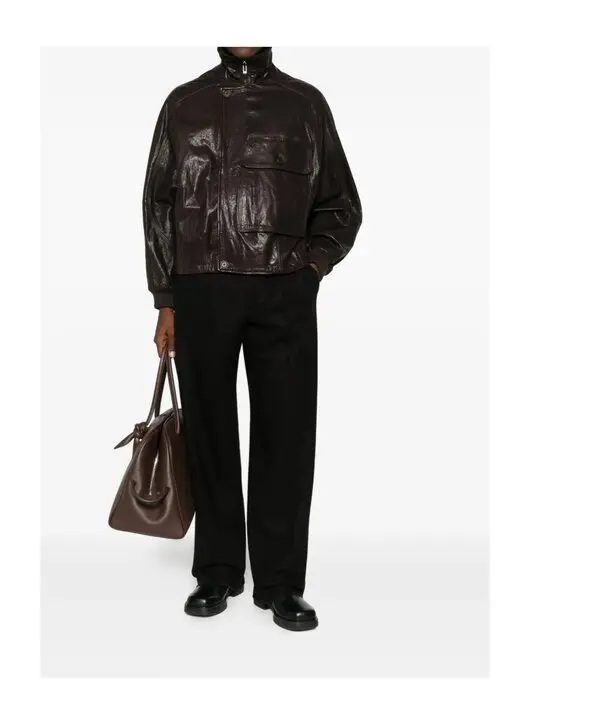 Emporio Armani Patch-pocket Leather Jacket - Black