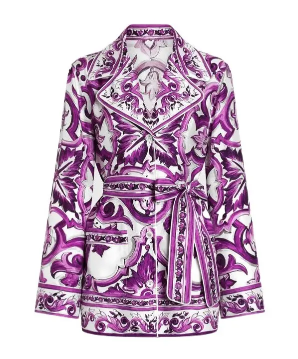 Dolce & Gabbana Printed Silk Shirt With Belt - Multi-color
