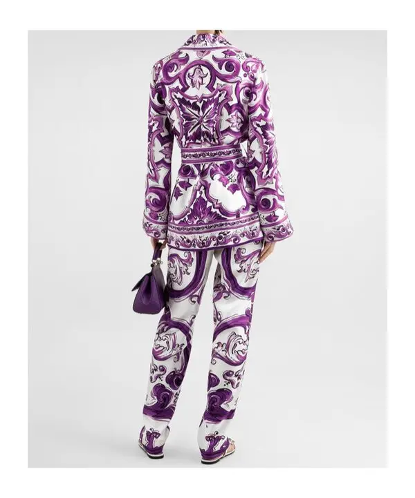 Dolce & Gabbana Printed Silk Shirt With Belt - Multi-color