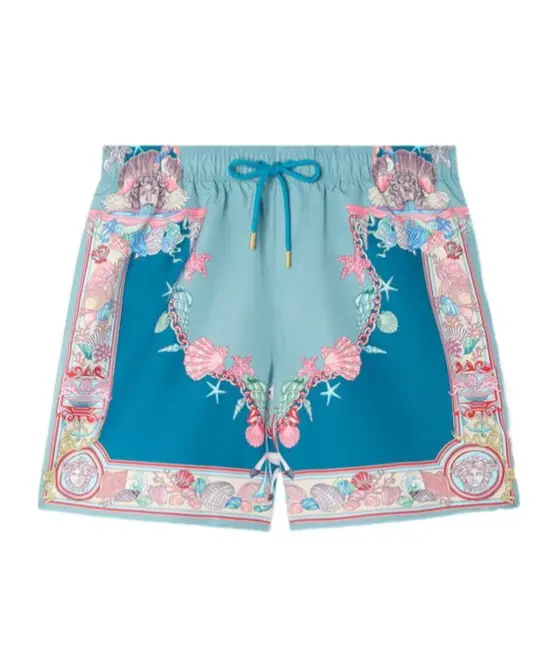 Versace Coral Theatre Swim Shorts - Blue