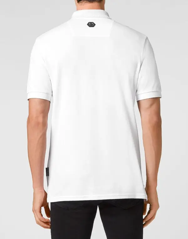 Philipp Plein Gothic Plein Short-sleeve Cotton Polo Shirt - White