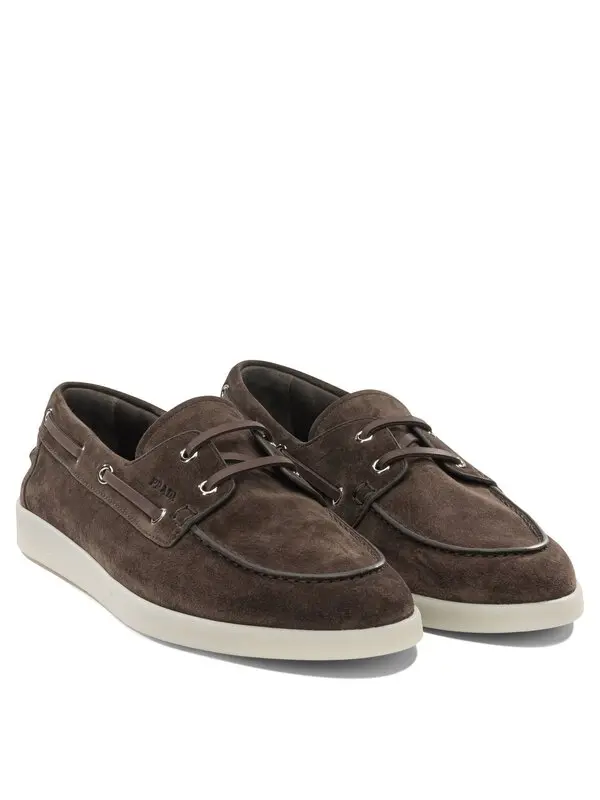 Prada Suede Lace-up Shoes - Brown
