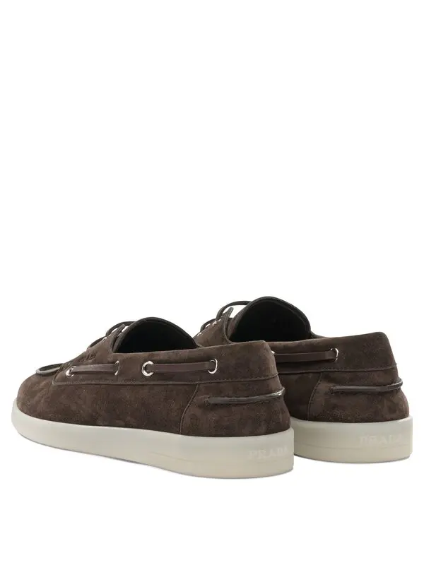 Prada Suede Lace-up Shoes - Brown