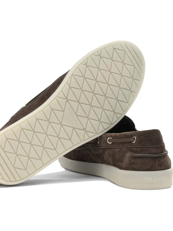 Prada Suede Lace-up Shoes - Brown