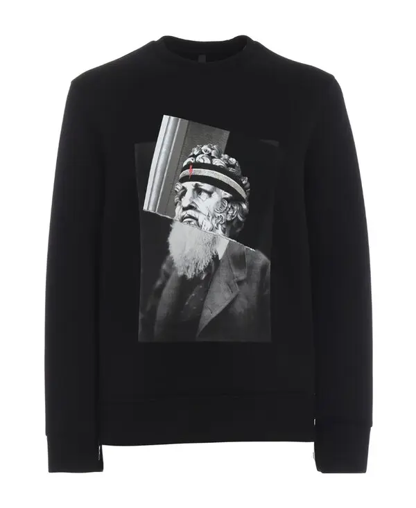 Neil Barrett Front Printed Detail Hoodie - Black