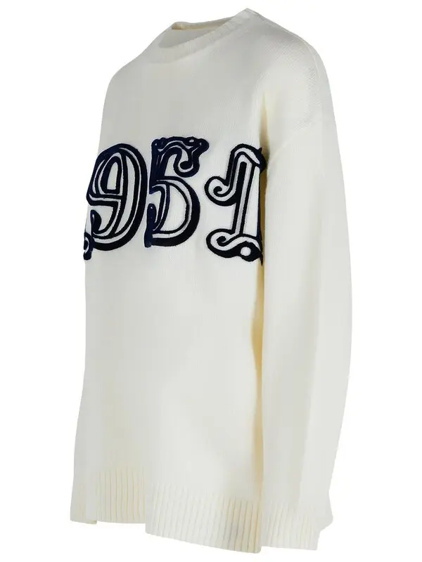 Max Mara Fido' Crewneck Long-sleeved Jumper With '1951' Logo - White