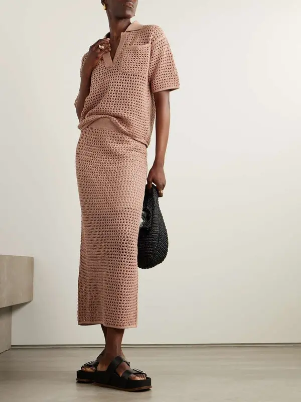 Brunello Cucinelli High Waist Knit Skirt With Sequined Details