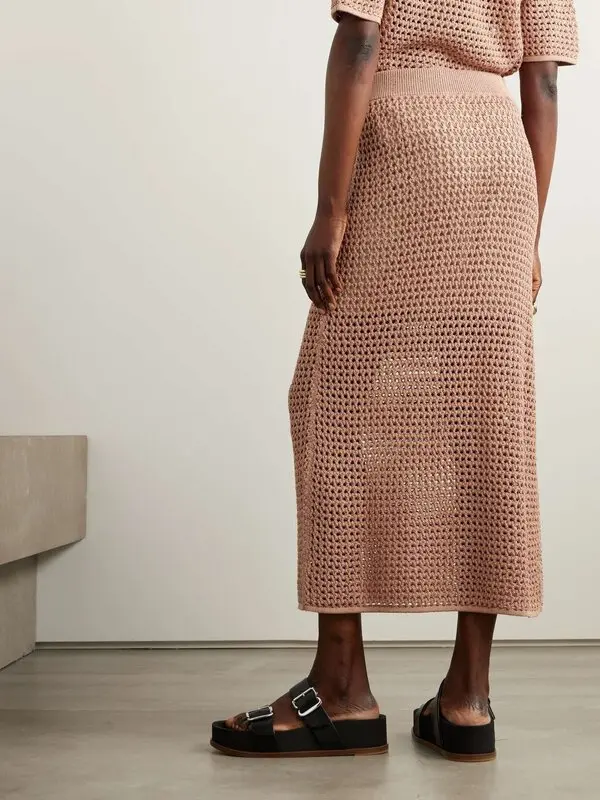 Brunello Cucinelli High Waist Knit Skirt With Sequined Details