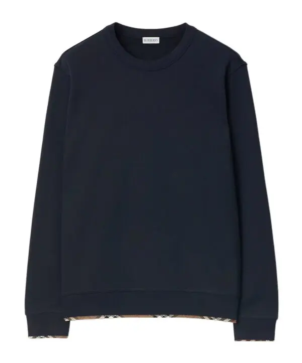 Burberry Check Trim Cotton Sweatshirt - Navy Black