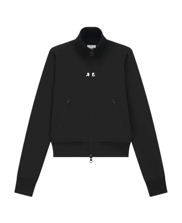 COURREGES Long Sleeve Zip-up Jacket With Ribbed Details - Black