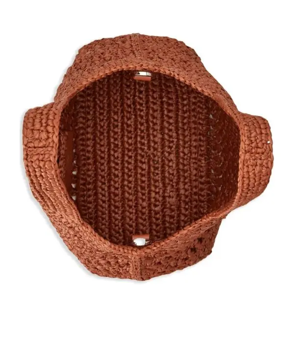 TOD'S Raffia Crochet Tote Bag With Debossed Logo - Orange