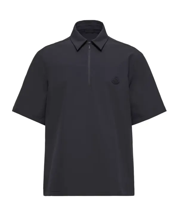 Moncler Logo Patch Short-sleeve Polo Shirt - Black