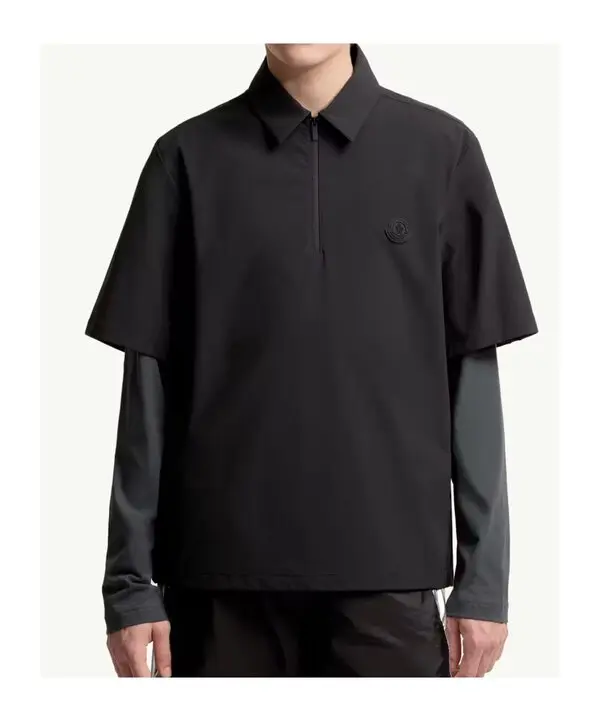Moncler Logo Patch Short-sleeve Polo Shirt - Black