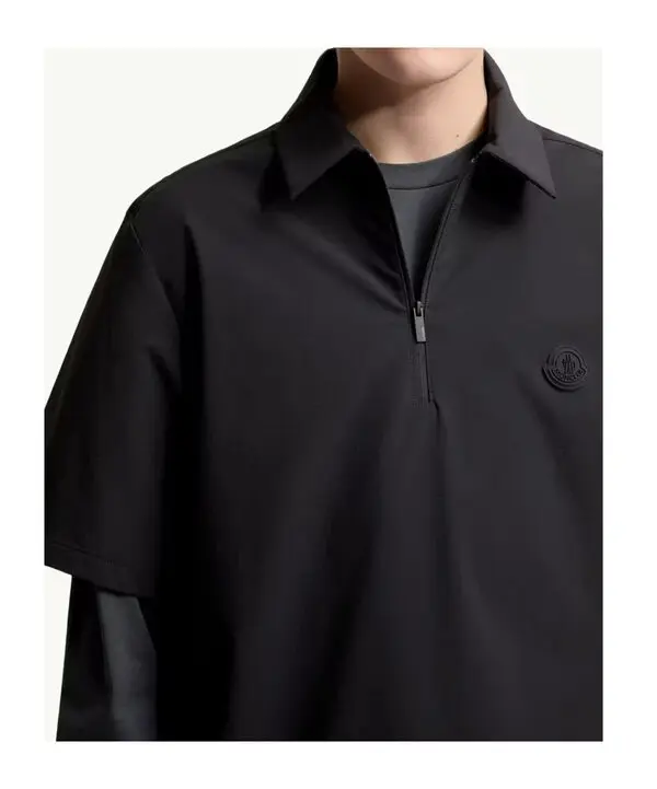 Moncler Logo Patch Short-sleeve Polo Shirt - Black