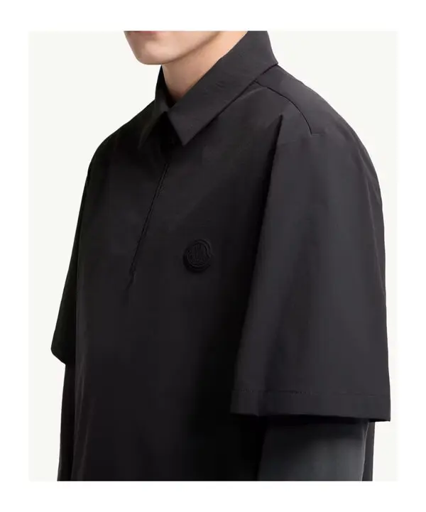 Moncler Logo Patch Short-sleeve Polo Shirt - Black