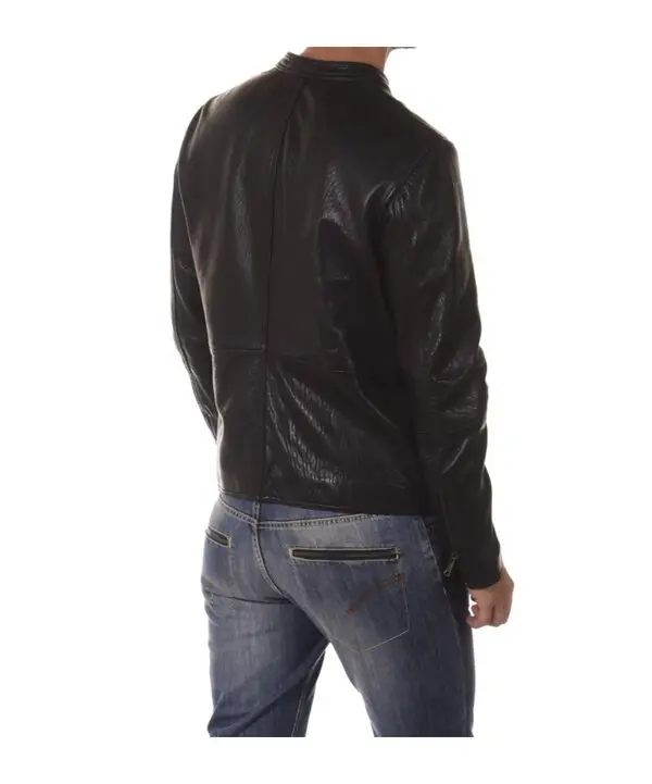 Emporio Armani Long-sleeved Leather Biker Jacket