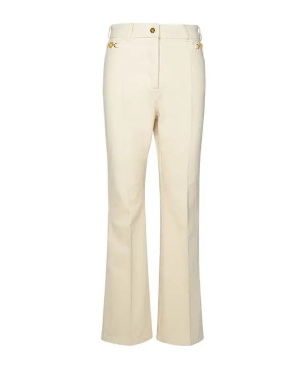 PATOU Flared Denim Trousers With Embossing - Nude