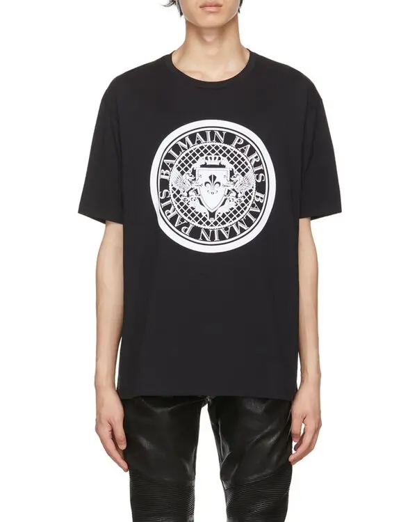 Balmain Cotton T-shirt With Flocked Medallion