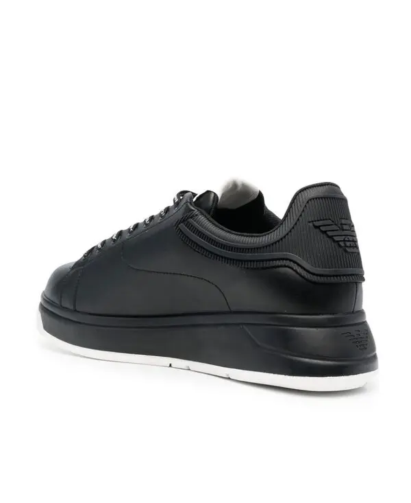 Emporio Armani Logo Embossed Leather Lace-up Sneakers