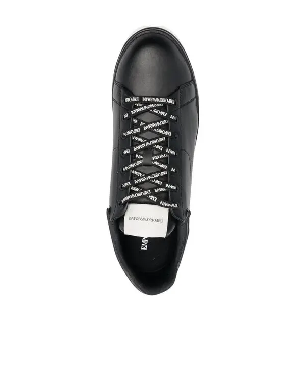 Emporio Armani Logo Embossed Leather Lace-up Sneakers
