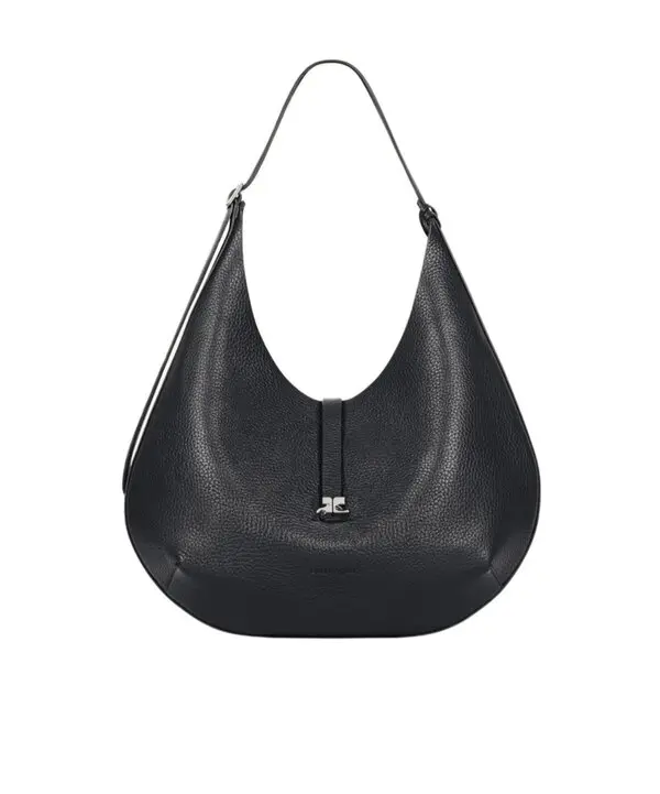 COURREGES Logo Buckle Top Handle Shoulder Bag - Black