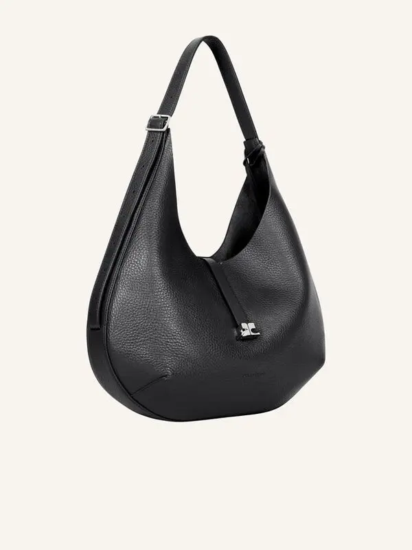 COURREGES Logo Buckle Top Handle Shoulder Bag - Black