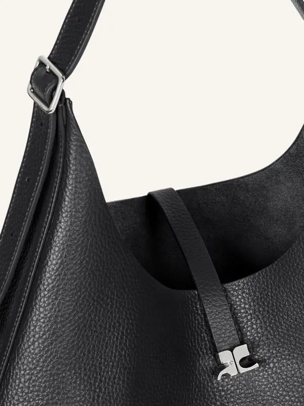 COURREGES Logo Buckle Top Handle Shoulder Bag - Black
