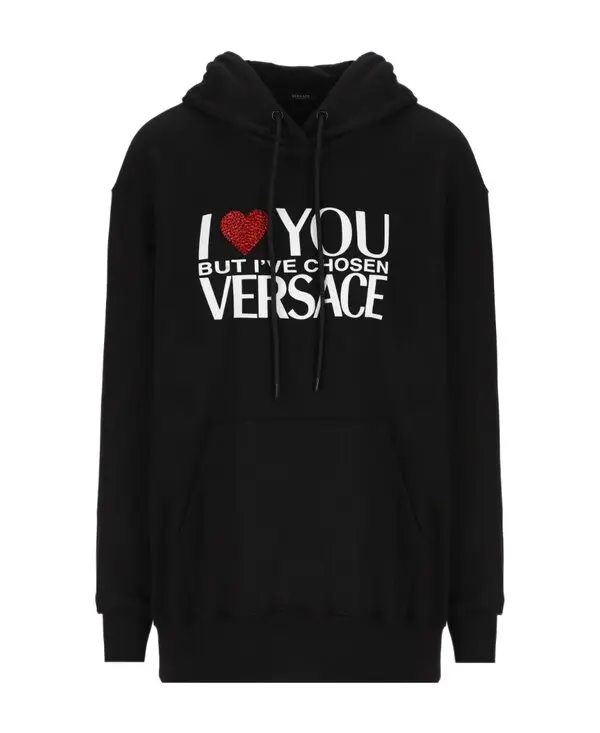 Versace Logo Printed Long Sleeved Hoodie