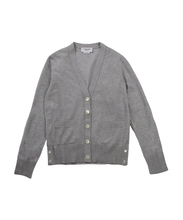 Thom Browne V-neck Cardigan With Button Front And Pockets - Grey
