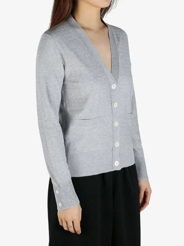 Thom Browne V-neck Cardigan With Button Front And Pockets