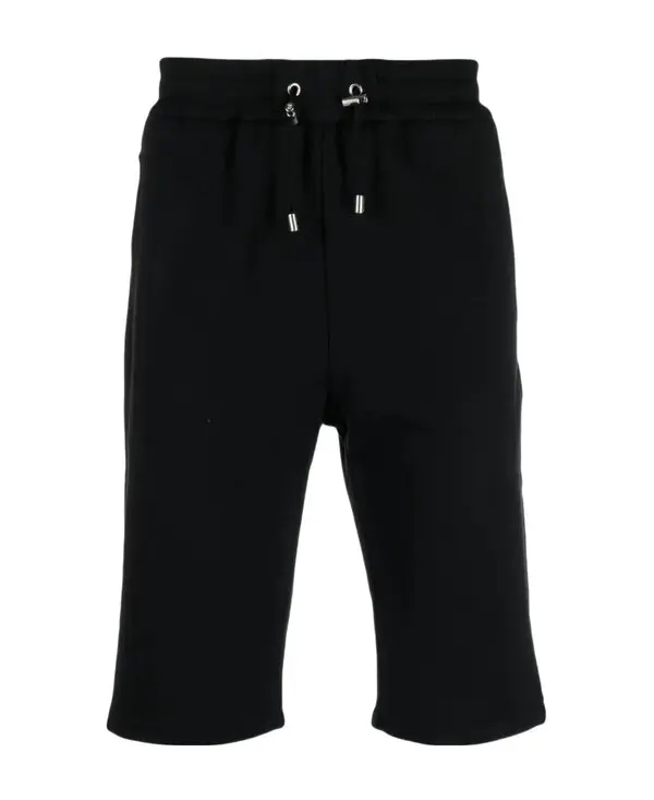 Balmain Drawstring Cotton Track Shorts - Black