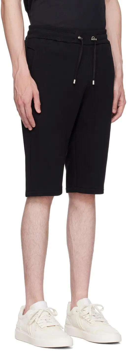Balmain Drawstring Cotton Track Shorts - Black