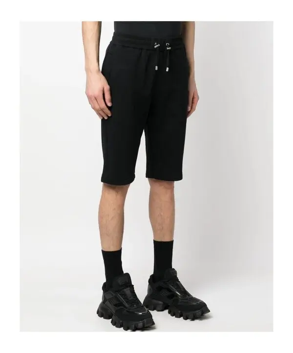 Balmain Drawstring Cotton Track Shorts - Black