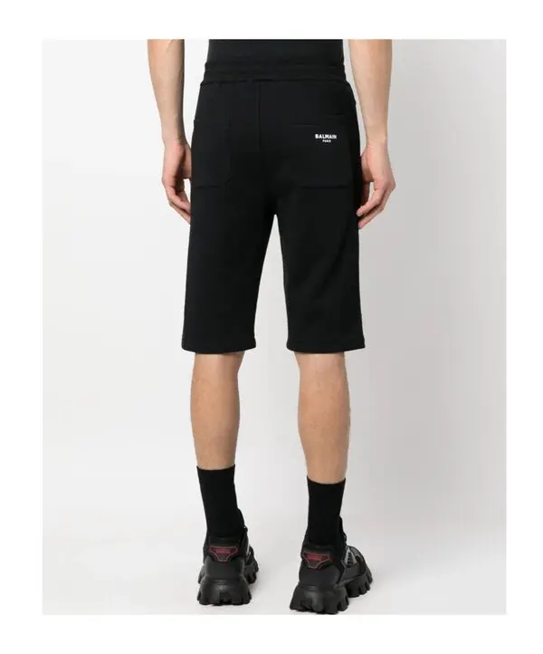 Balmain Drawstring Cotton Track Shorts - Black