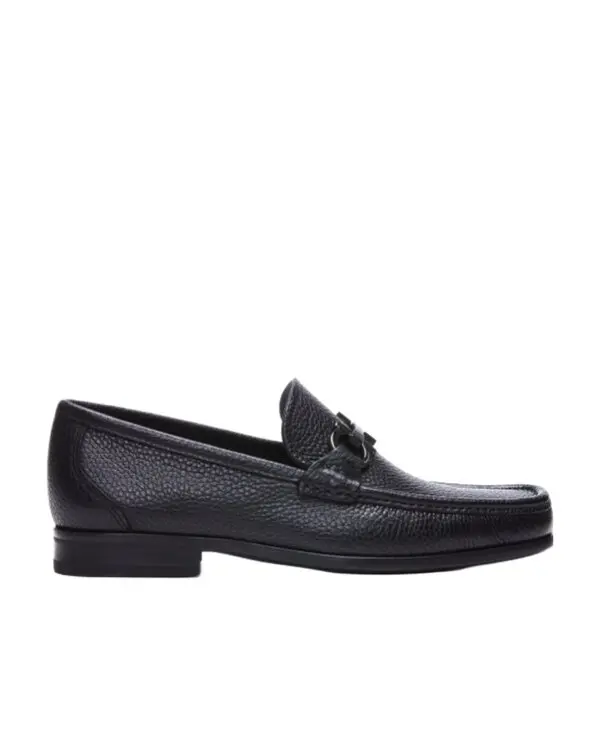 FERRAGAMO Gancini Detail Loafers - Black