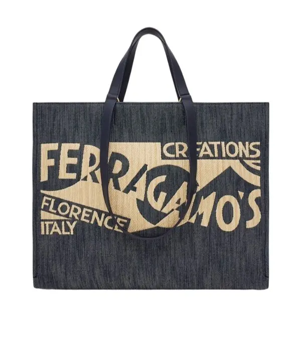 FERRAGAMO Logo Detailed Tote Bag - Black