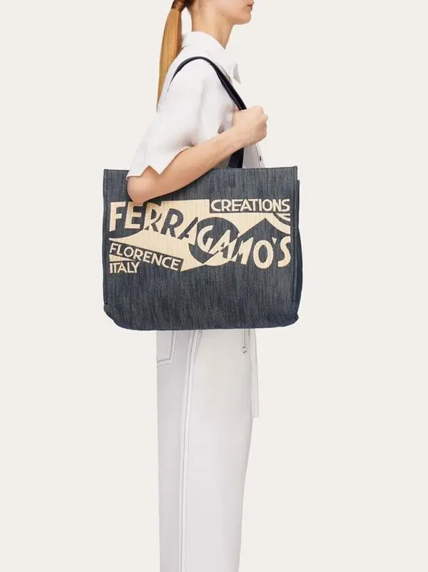 FERRAGAMO Logo Detailed Tote Bag - Black
